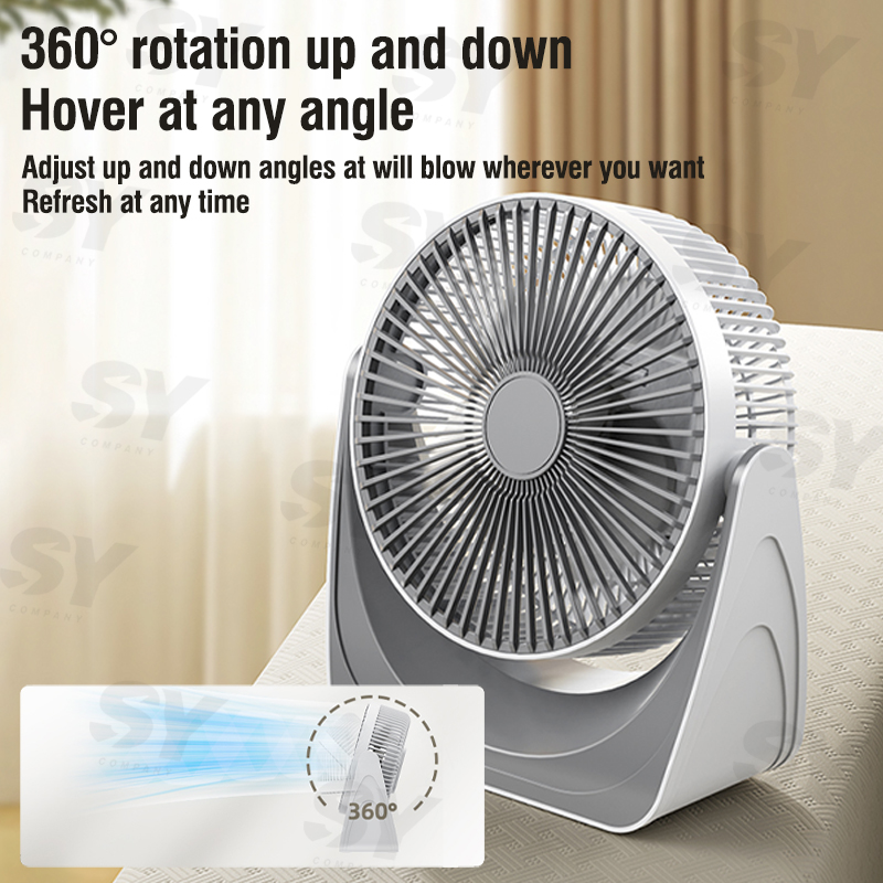 Q30 5-speed desk fan, strong air volume 5.5-inch silent small portable desk fan 360° desk ...