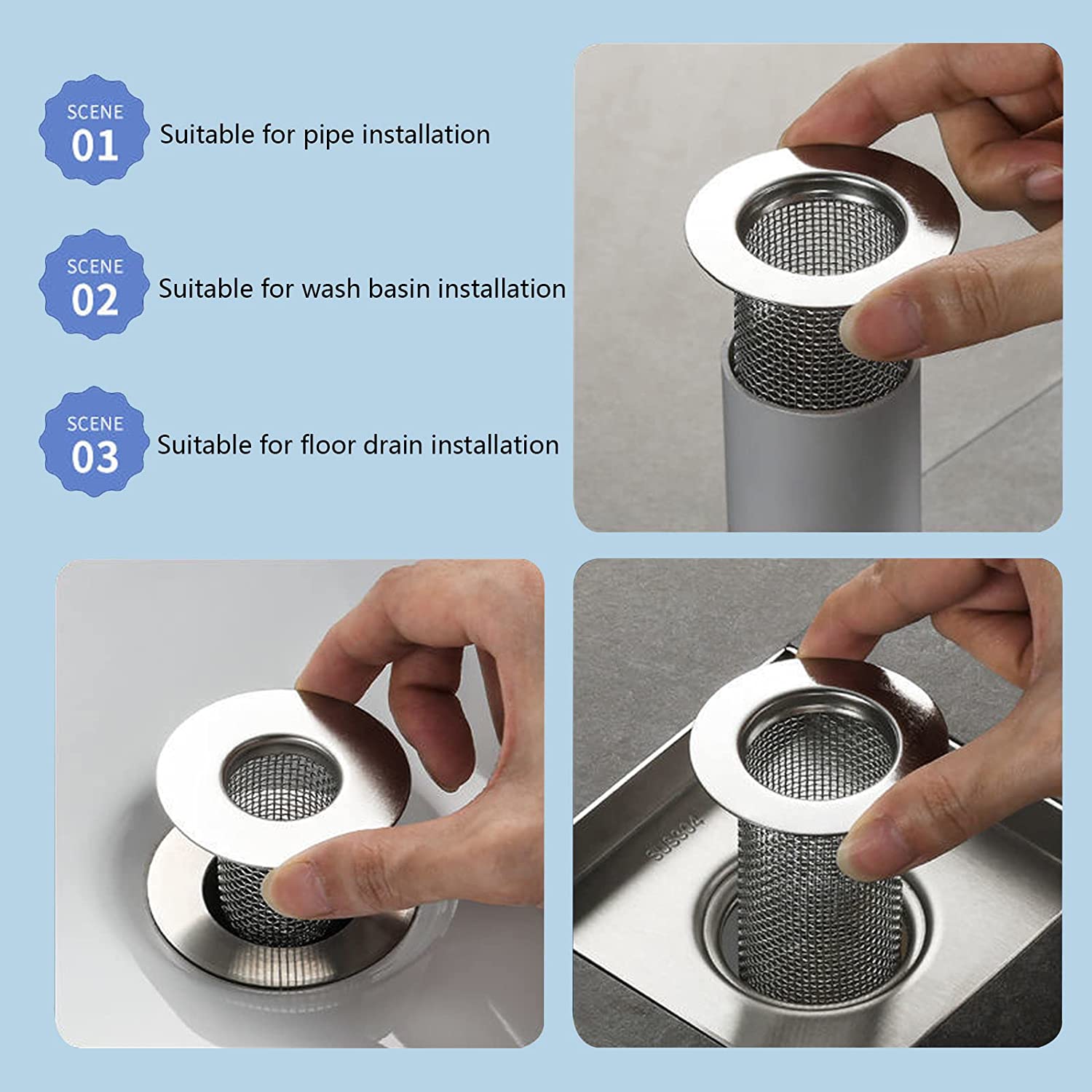 304 stainless steel sewer filter mesh bathroom floor drain net anti ...