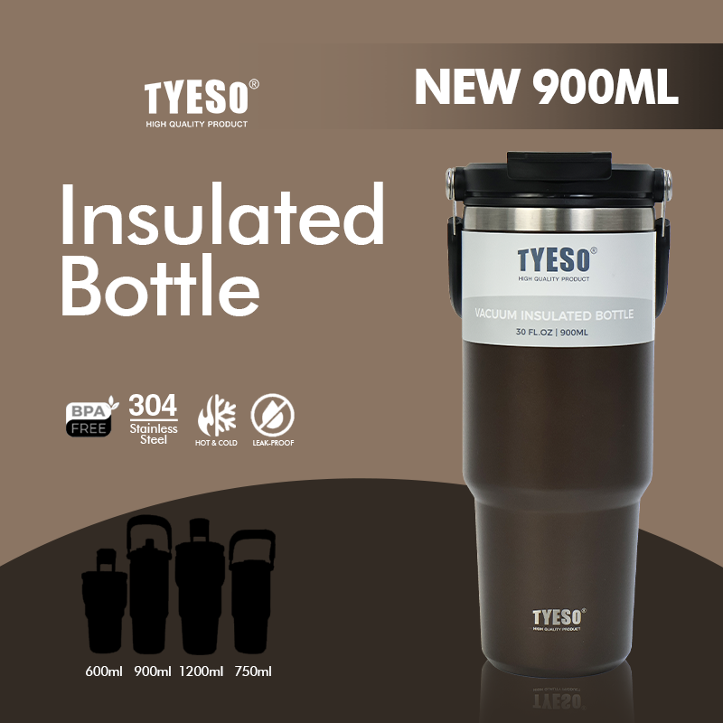 Tyeso Vacuum Insulated Tumbler w/ Handle & Straw 600ml/750ml/900ml ...