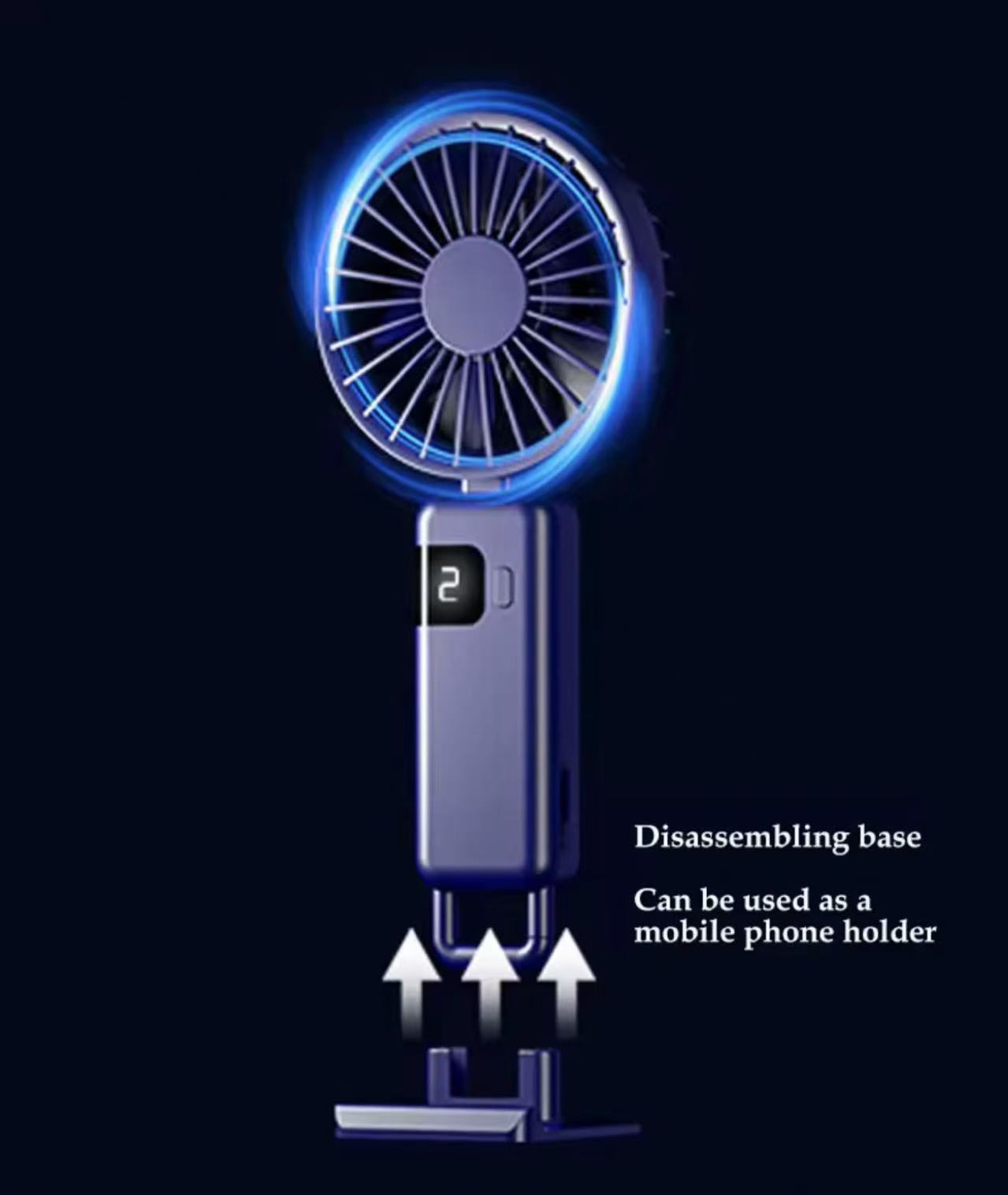 Desktop 5-speed fan USB Rechargeable Mini Fan Adjustable Cooling ...