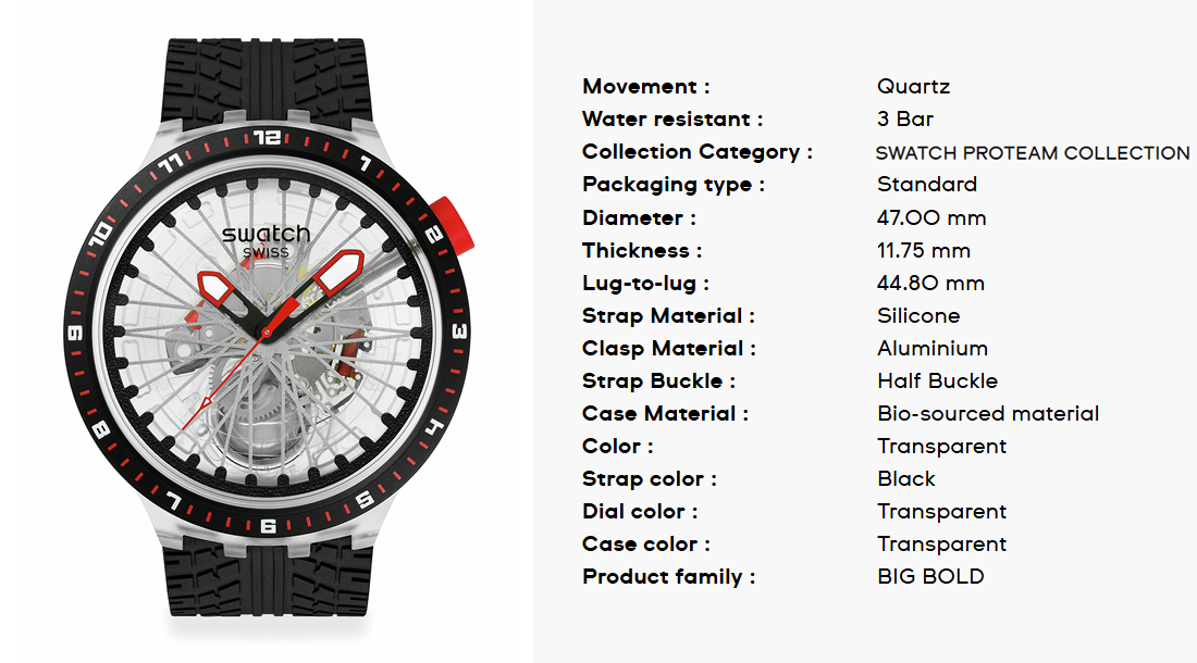Swatch Big Bold The Pilgrim Tread On It SB05K103 Black Silicone Strap ...