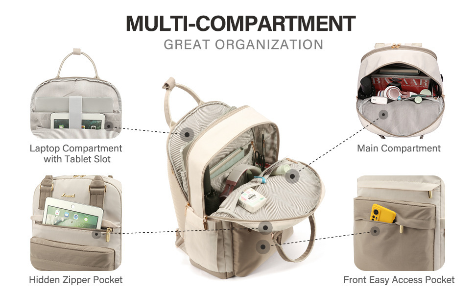 ABAGO Large Capacity 16 inch Laptop Backpack For Women Waterproof ...