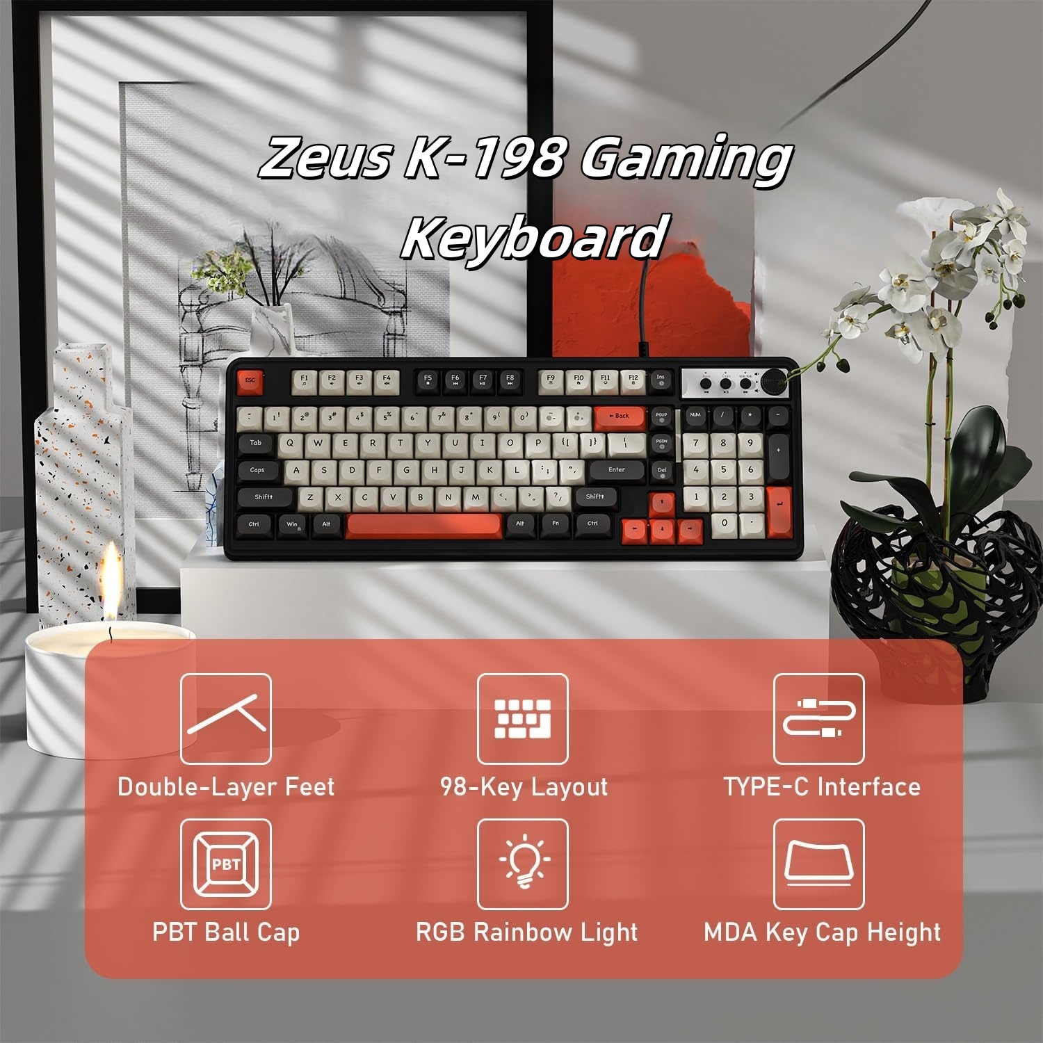 Zeus K Series Gaming Keyboard Wired Creamy Keyboard With Rainbow RGB ...