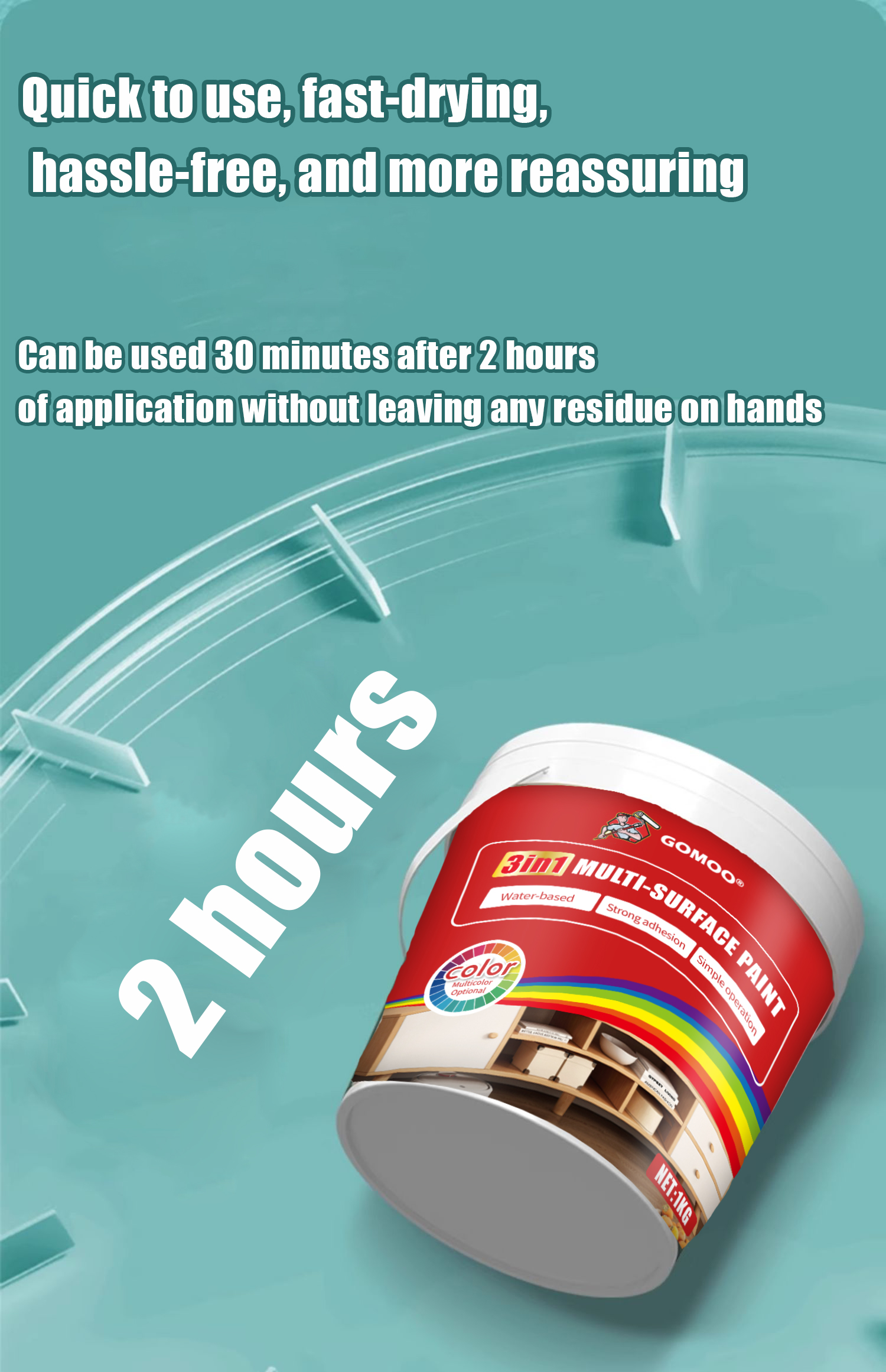 1000G Multi-surface Paint Odorless Water Based Wood Paint Quick Dry ...