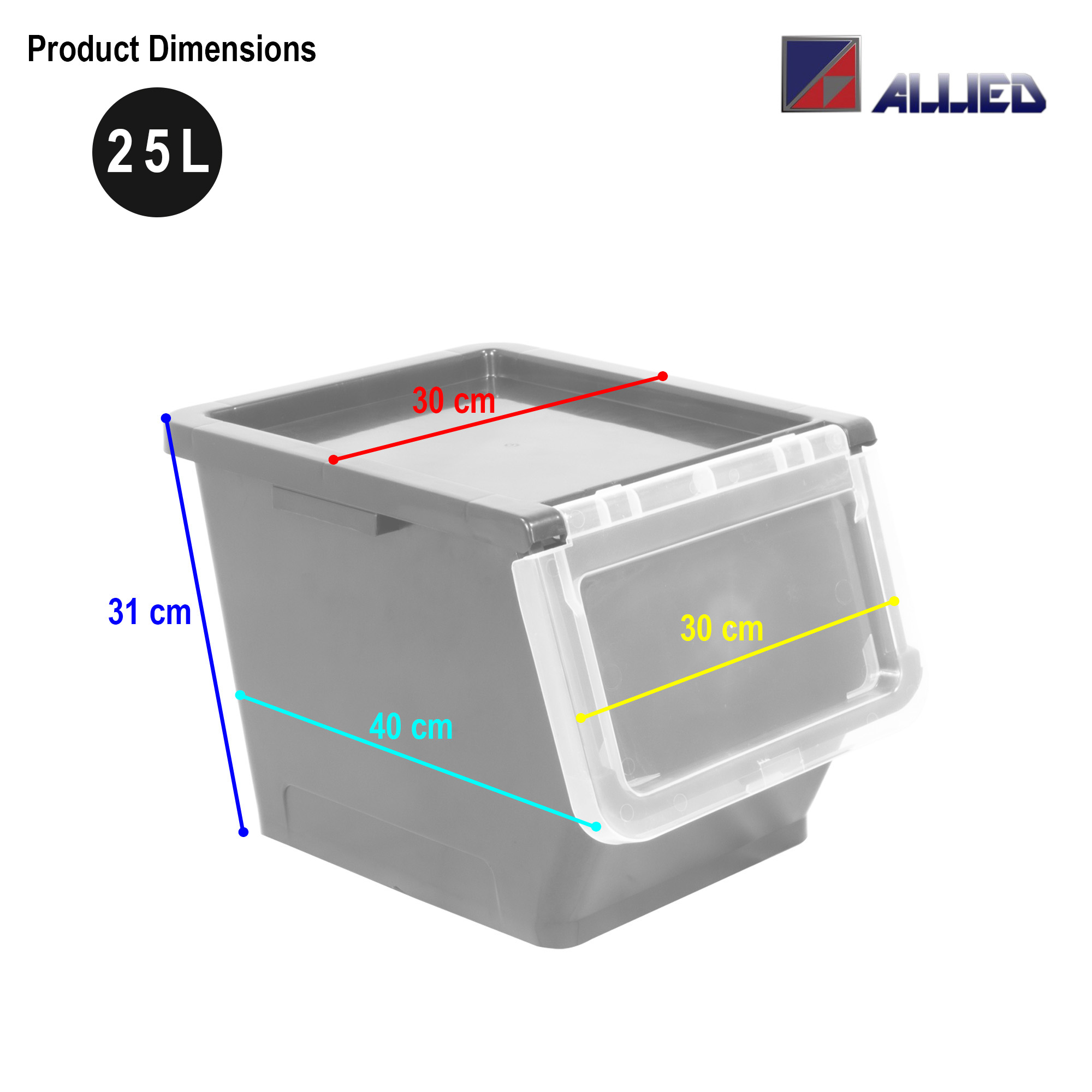 Allied Stackable Flip Top Storage Box Organizer with Wheels | Shopee ...