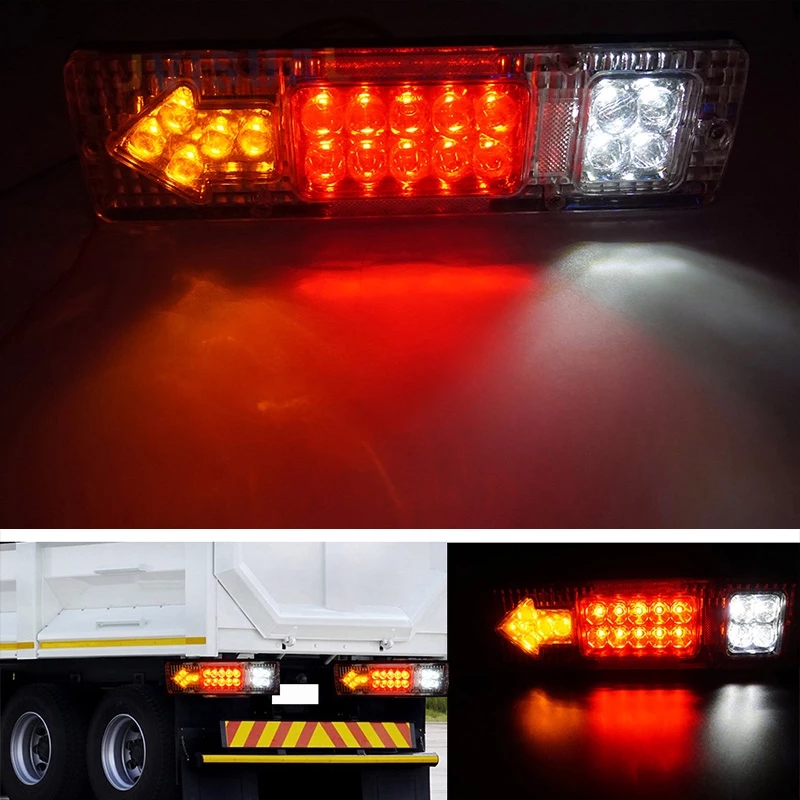 2PCS 12V 24V LED Car Truck Lorry Brake Light Stop Turn Rear Tail ...