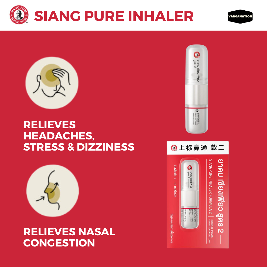 Siang Pure Inhaler Oil 2 In 1 Nasal Inhaler and Oil Made in Thailand ...