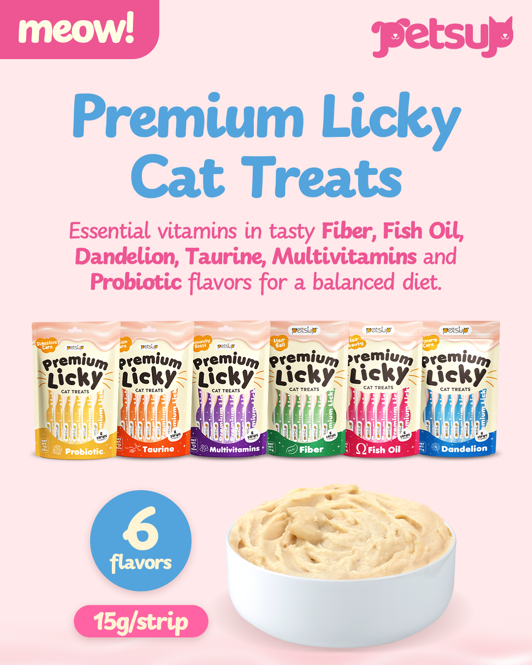 Petsup Cat Wet Food Premium Licky Fish Oil Hairball Urinary Care for ...