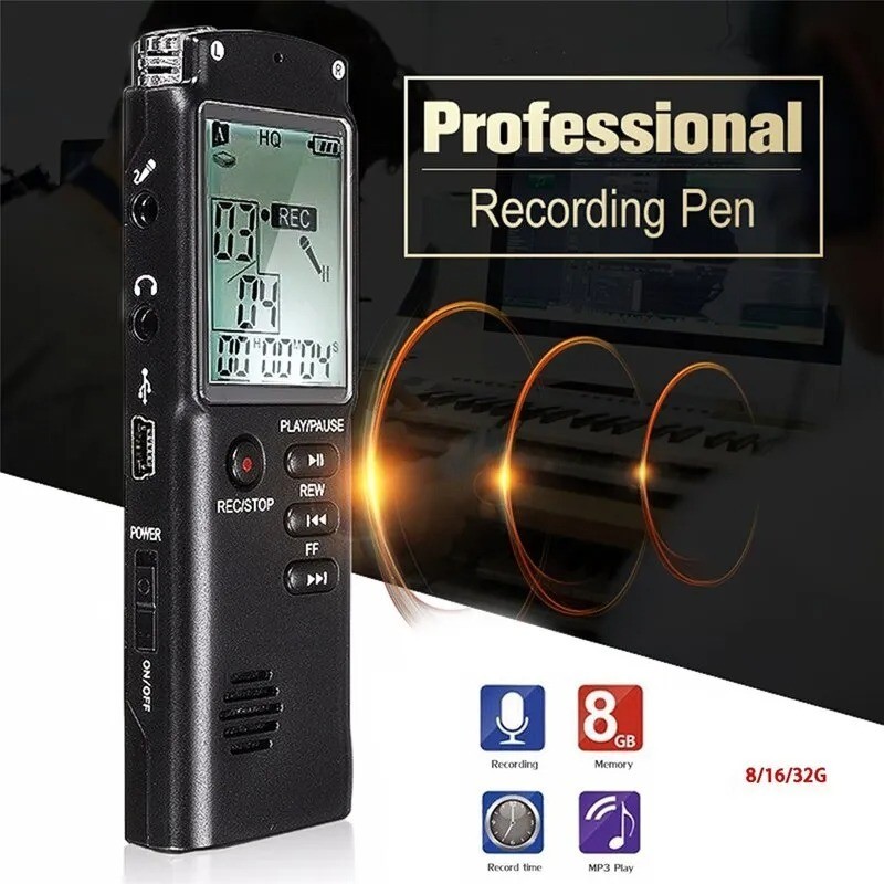 Voice Recorder 32GB High Fidelity LCD Time Display Digital Sound ...