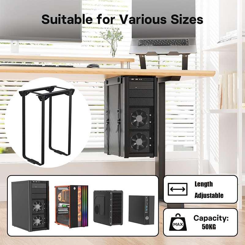 Under-Desk and Wall Mount PC Adjustable Strap Bracket Computer Case ...
