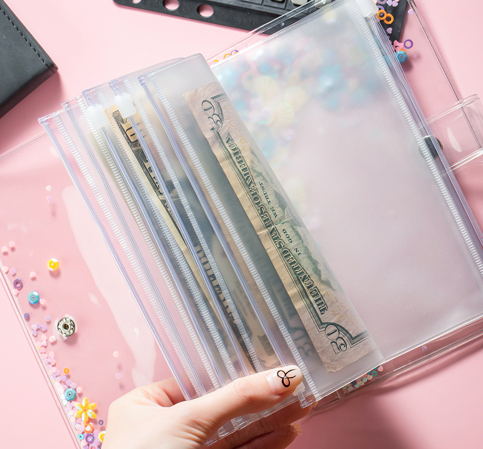 A6 PU Cash Organizer Binder with 20 Pockets - Zippered Bill Receipts ...