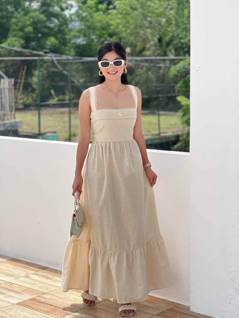 DIWATA MAXI DRESS | small-semi large | with lace trimming and ribbon ...