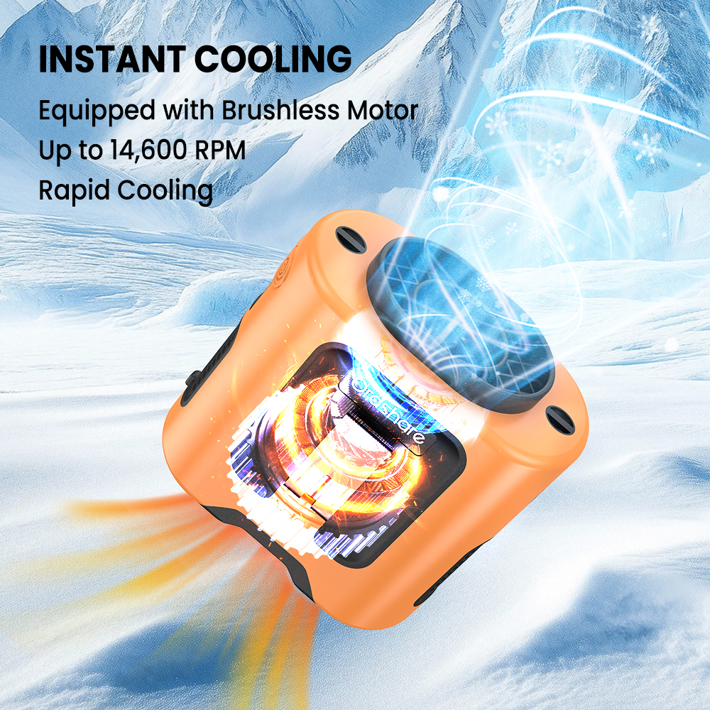 Orashare K200 Portable Waist Fan 14500mAh Rechargeable 5 Speed Strong Wind Fan With Powerbank ...