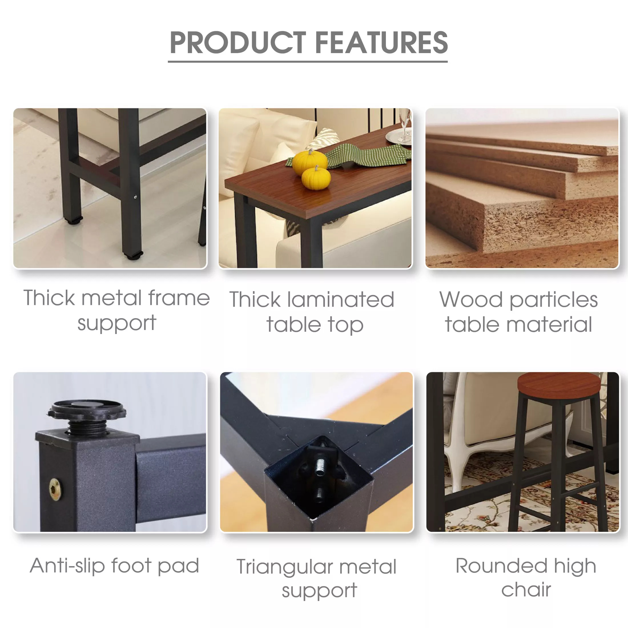 Mini Bar Table and Chairs Set 1 pc Bar Table and 2 pcs Bar Stool Bar ...