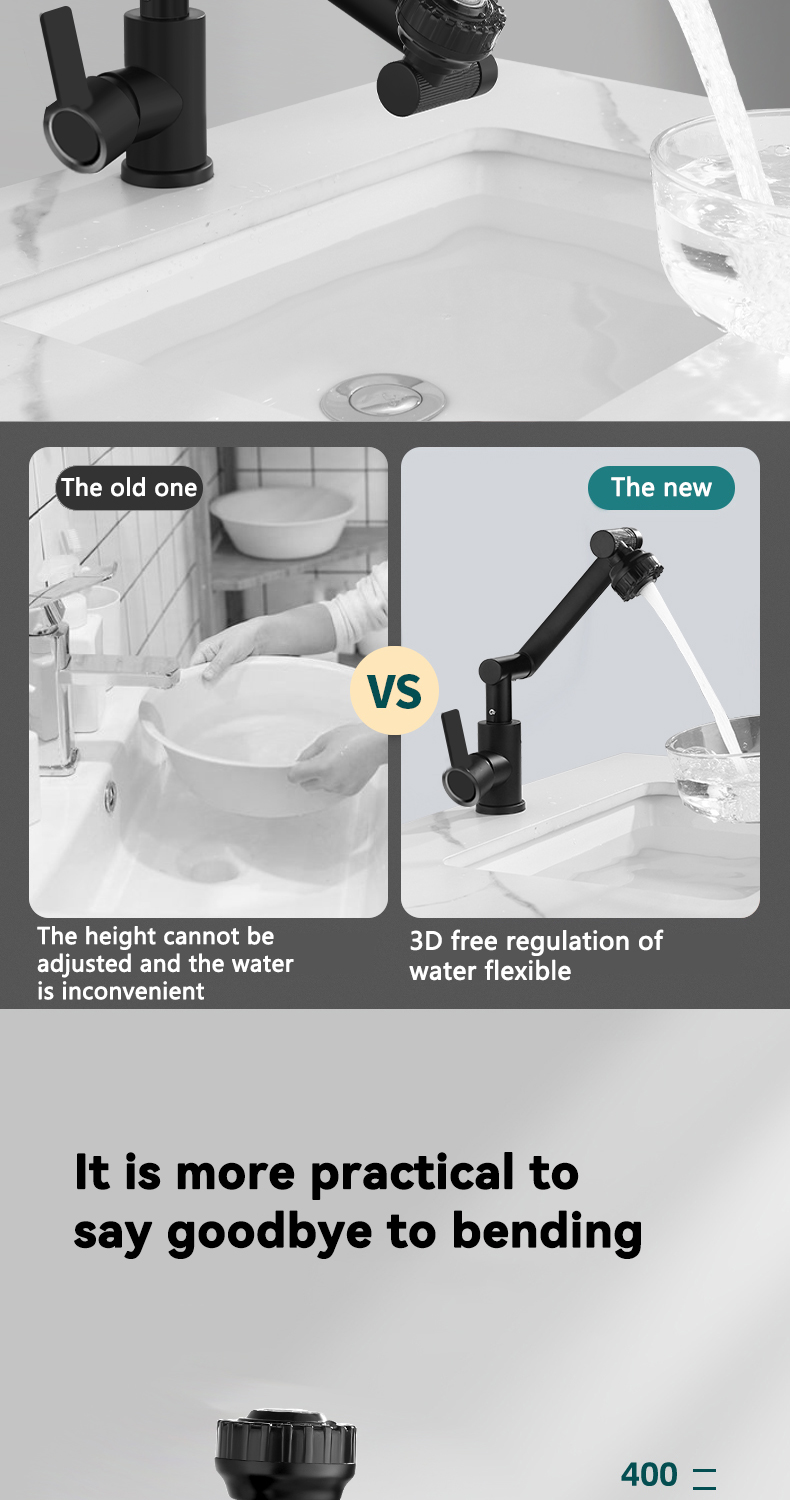 NEW 2 Mode Kitchen Faucet Stainless Rotating Faucet Multifunctional ...