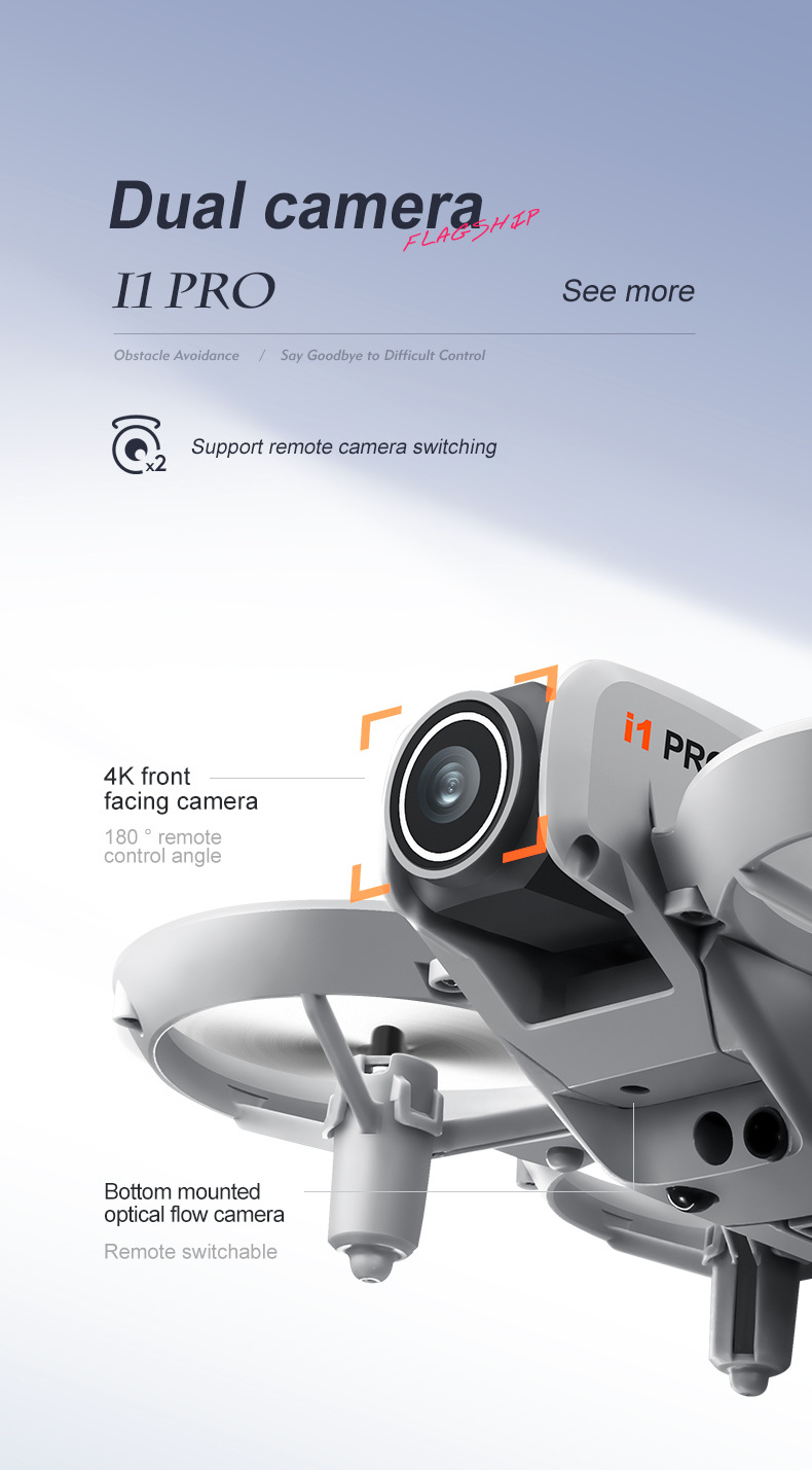i1 PRO Drone Aerial Camera 4K RC Airplane Hovering Quadcopter Dual ...