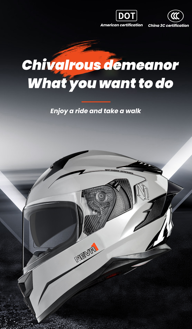 NEVA Dual Lens Full Face Helmet Motorcycle DOT Approved With ICC ...