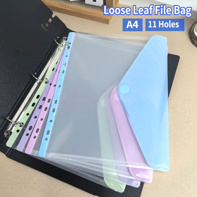 A4/Long File Bag Loose Leaf Transparent Data Book 11Hole File Organizer ...
