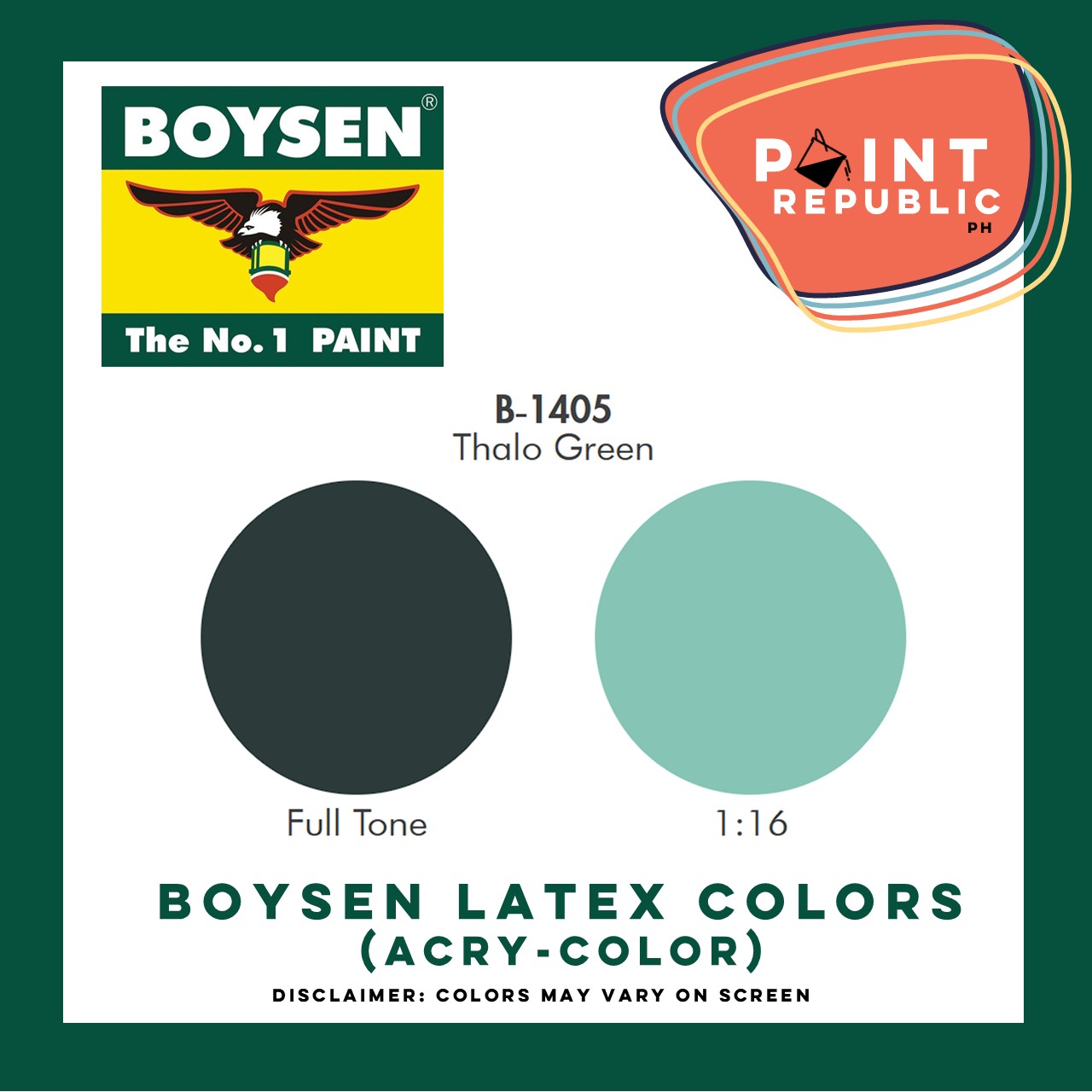 BOYSEN Latex Colors (Acry-color) - Liter and 1/4L Size for Water-based ...