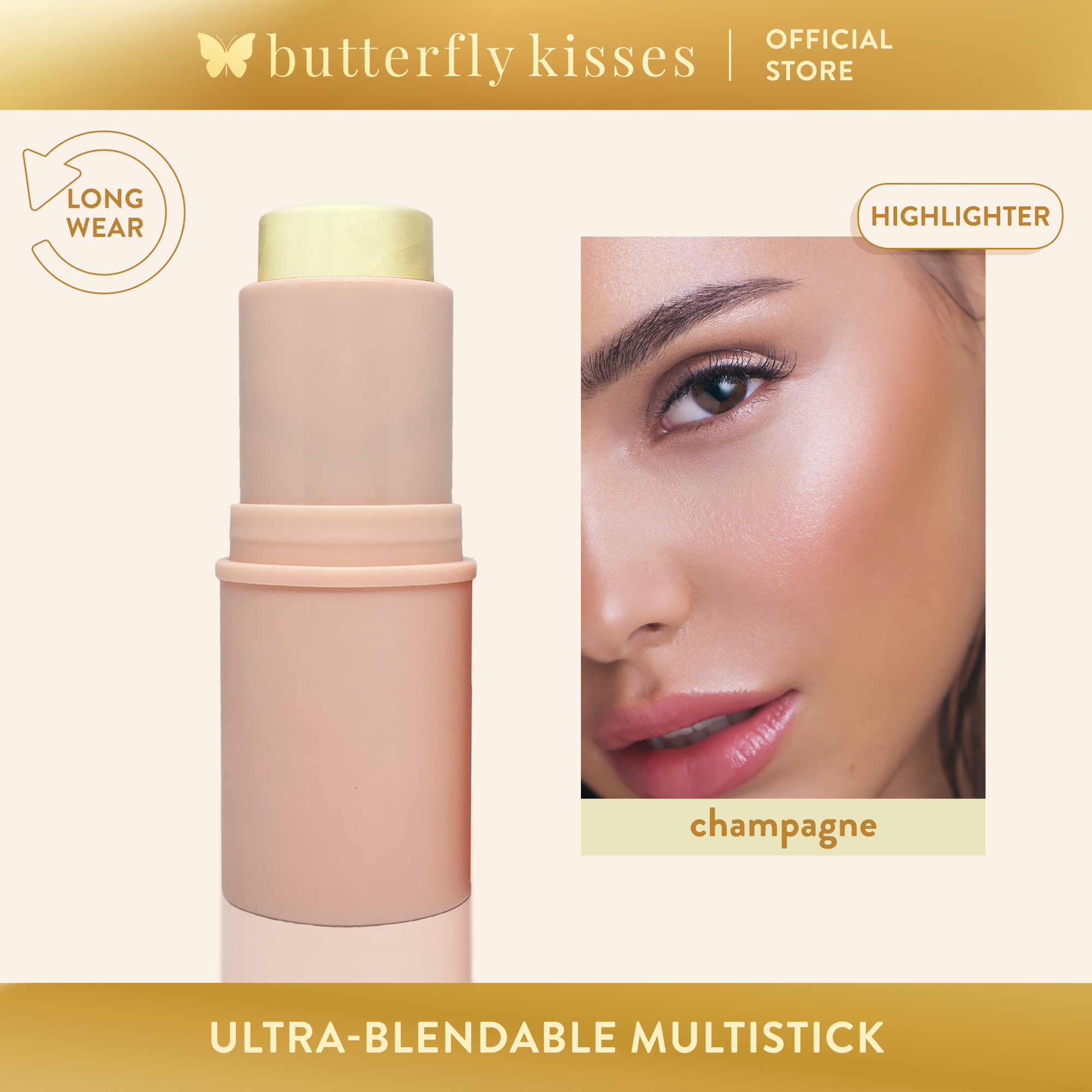 Butterfly Kisses Highlighter Stick Radiant Dewy Sheen Long-Wear Glow ...
