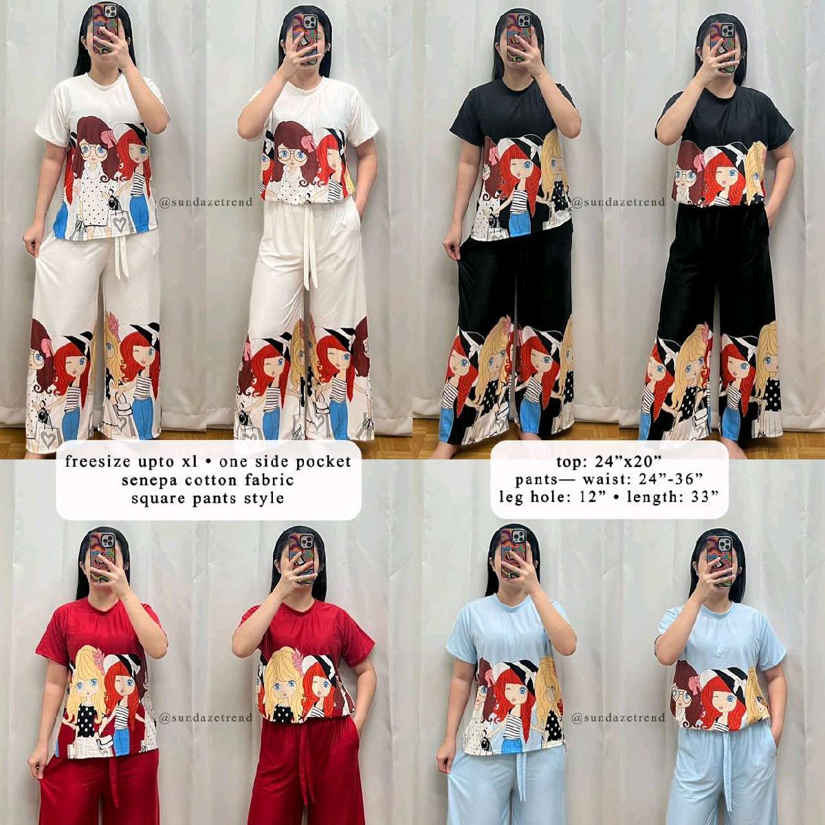 BUY 1 GET 2 TERNO WIDE LEG SQUAREPANTS TAO-TAO PRINT | Shopee Philippines