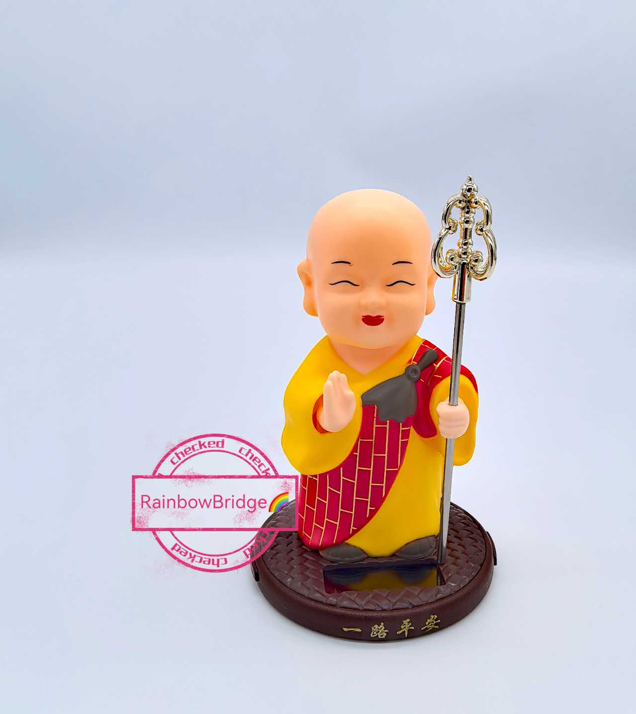 LUCKY FENGSHUI Solar Buddha Cute Solar-Powered Waving Monk Figurine ...