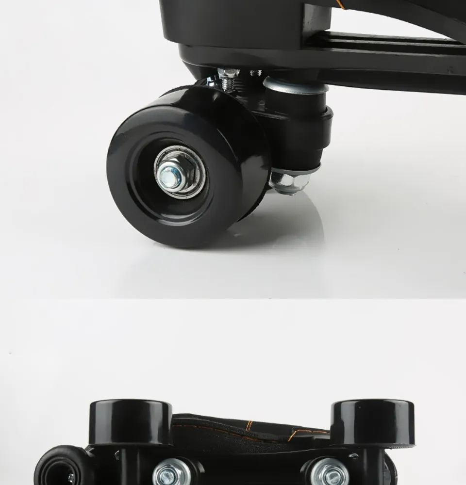 Adult Roller Skates Double Row PU Flash Wheels Cowhide Leather for ...