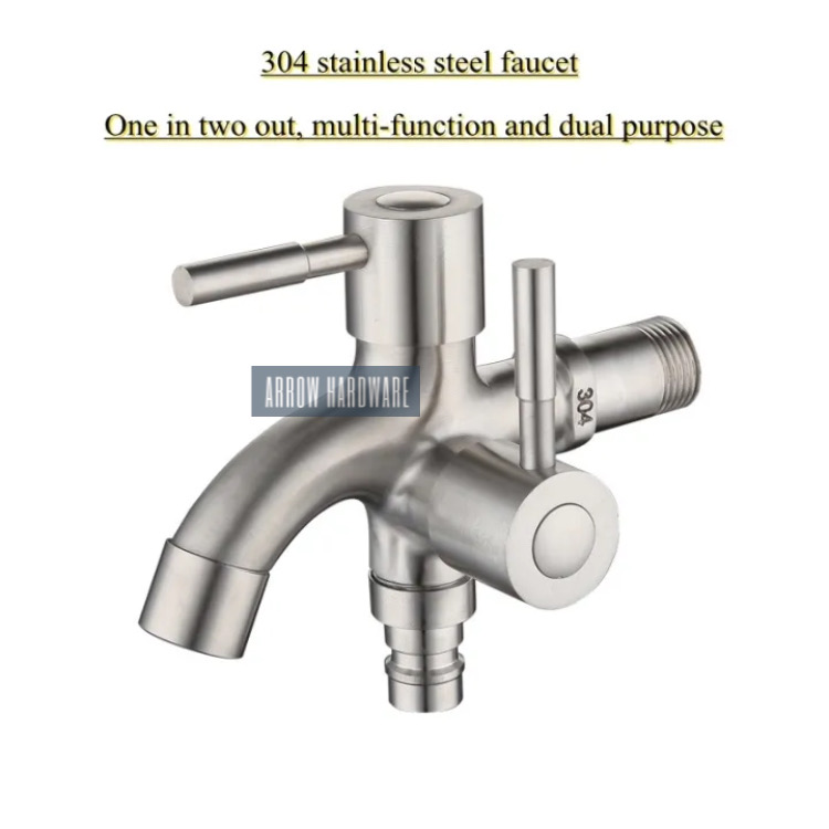 SUS304 Stainless Steel Faucet Two Way valve Faucet 1 in 2 out Head ...
