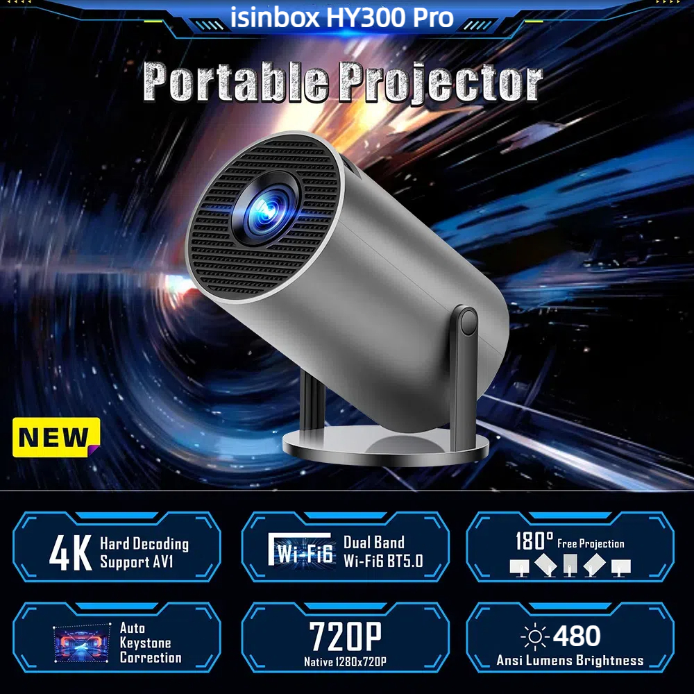 ISINBOX HY300 Pro Portable Projector Smart Projector 4k Wifi Bluetooth ...