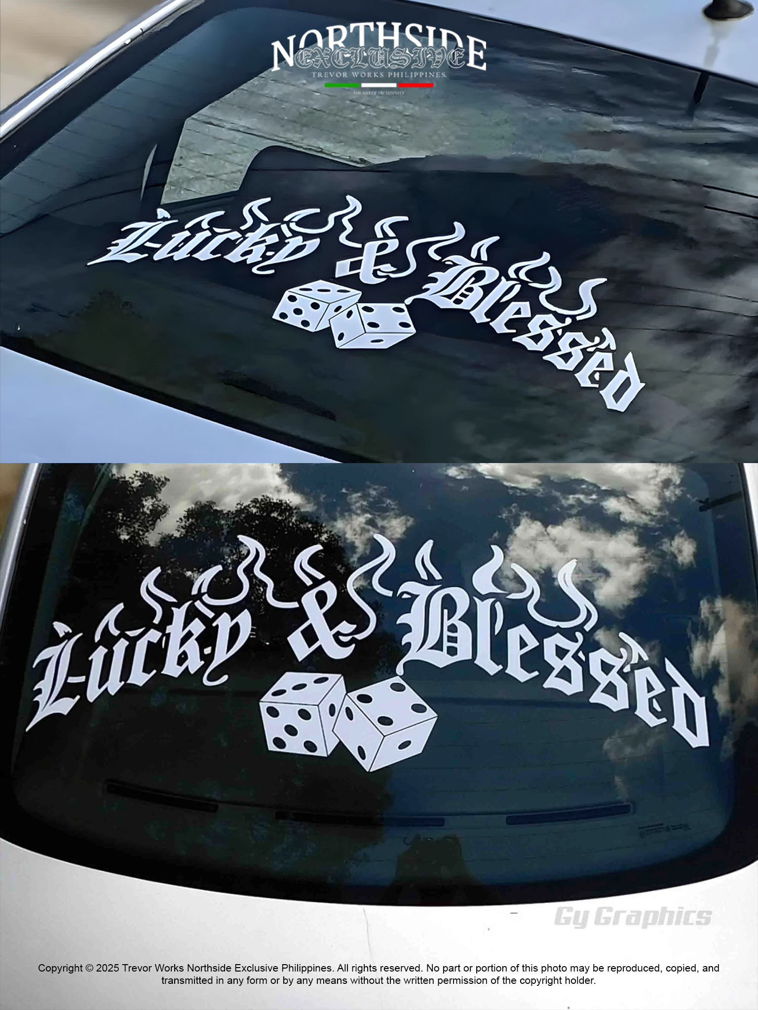 Lucky & Blessed Dice Design Decals Sticker for Car Windshield ...