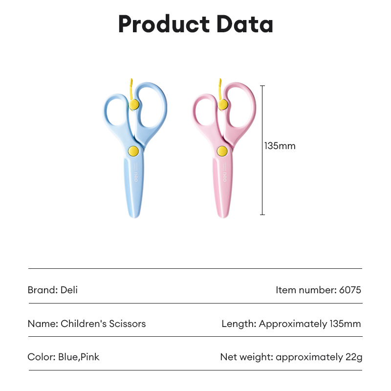 Deli 135mm Student Scissors Children's Safe Scissors 6075 | Shopee ...