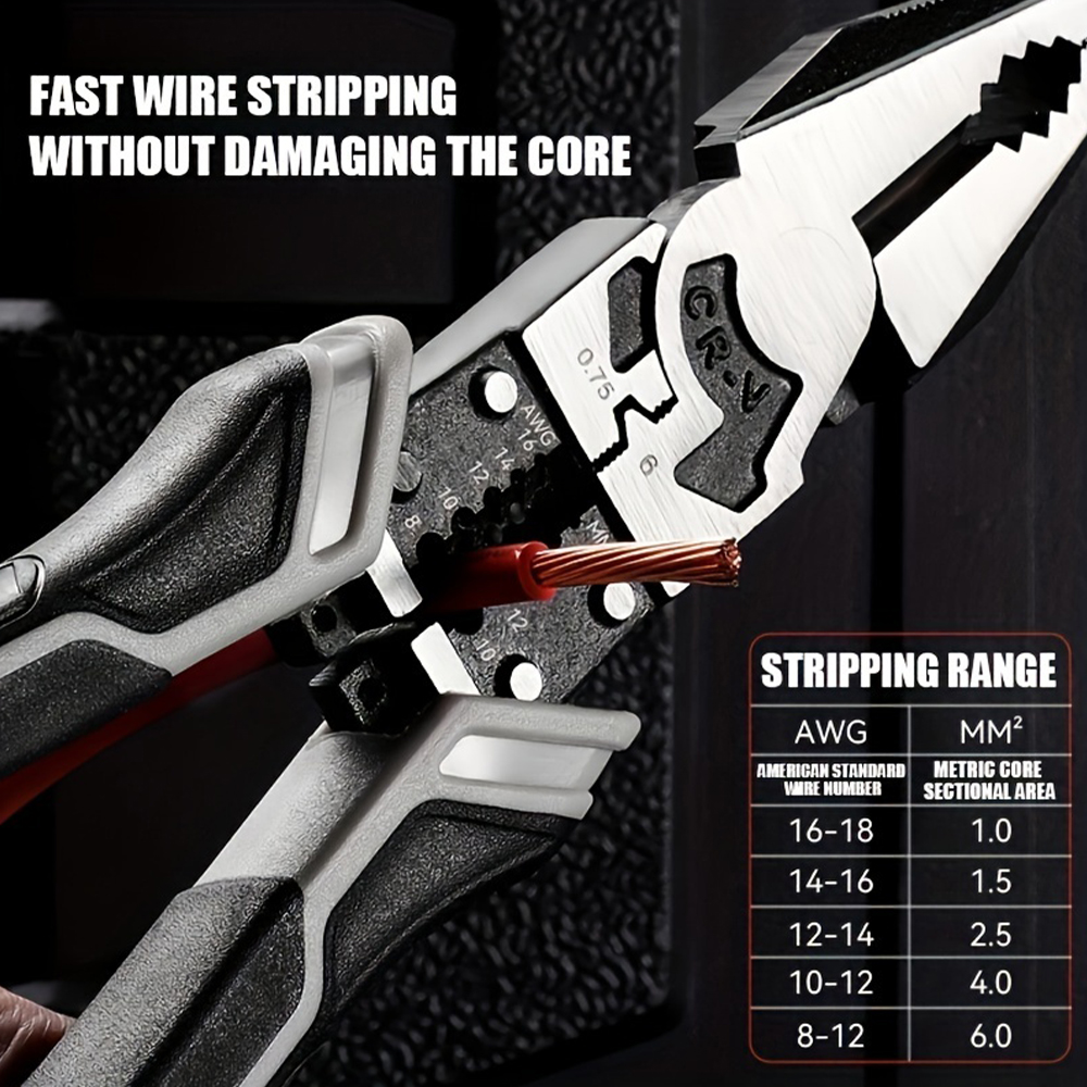 9 Inch Multipurpose Electrician Pliers Heavy Duty Wire Stripper Cable ...