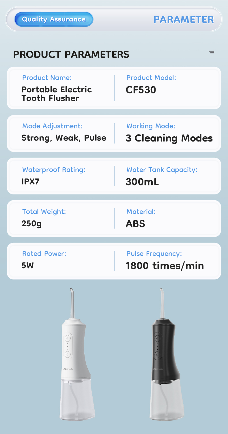 Airuidu Water Flosser Large Capacity 300ML Waterproof Oral Irrigator ...