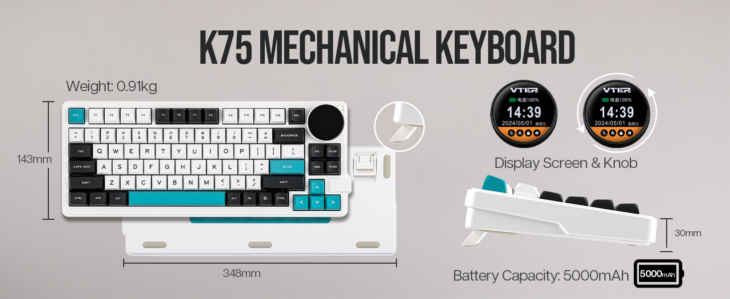 FEKER K75 Lite Gasket Mechanical Keyboard with Screen and Knob, Hot ...