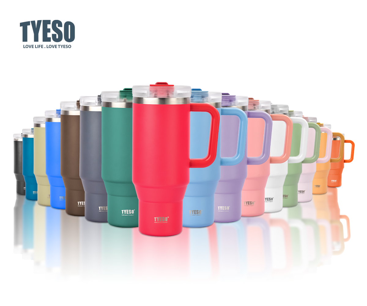 TYESO (30oz/40oz) Vacuum Insulated Tumbler with Handle & Straw in LIGHT ...