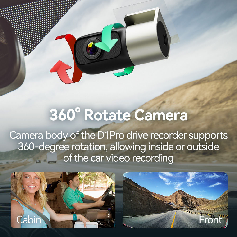 Hikvision D1 Pro Dash Cam 1440P 2K HDR 360° Rotation F1.55 Lens 24H ...