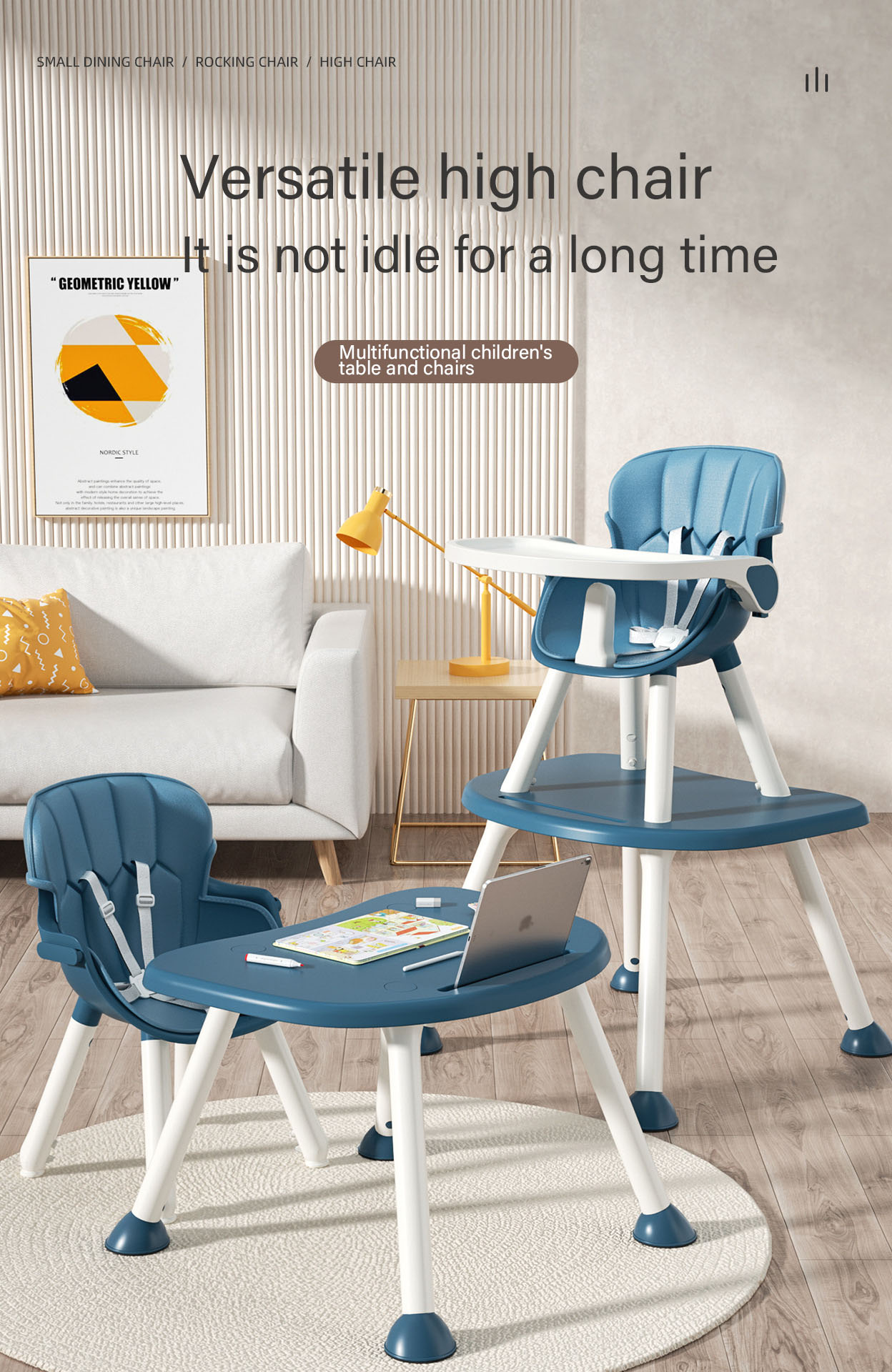Multifunctional baby high chair Detachable student backrest desk ...