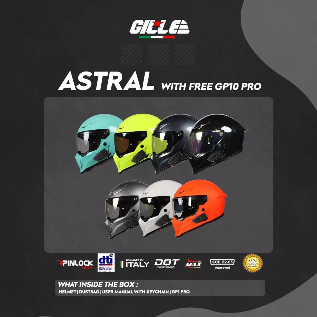 【𝑶𝒇𝒇𝒊𝒄𝒊𝒂𝒍】GILLE ASTRAL Maori Dual Visor Retro Vintage Helmet Full Face ...