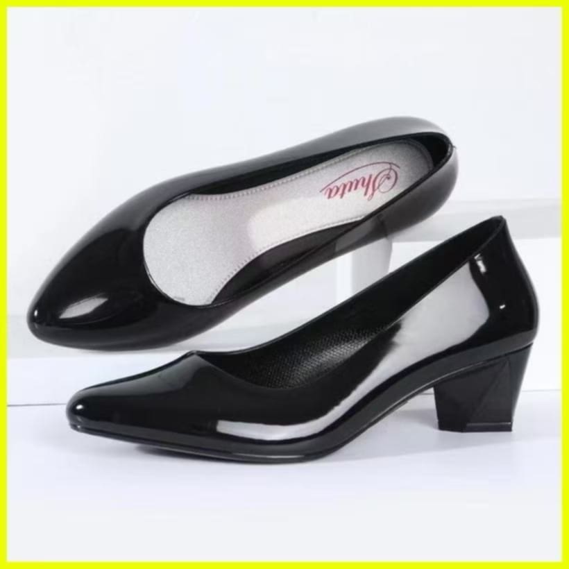 New Square Toe Block Heels 2 Inch Low Heels Korean Style Soft & Elegant ...