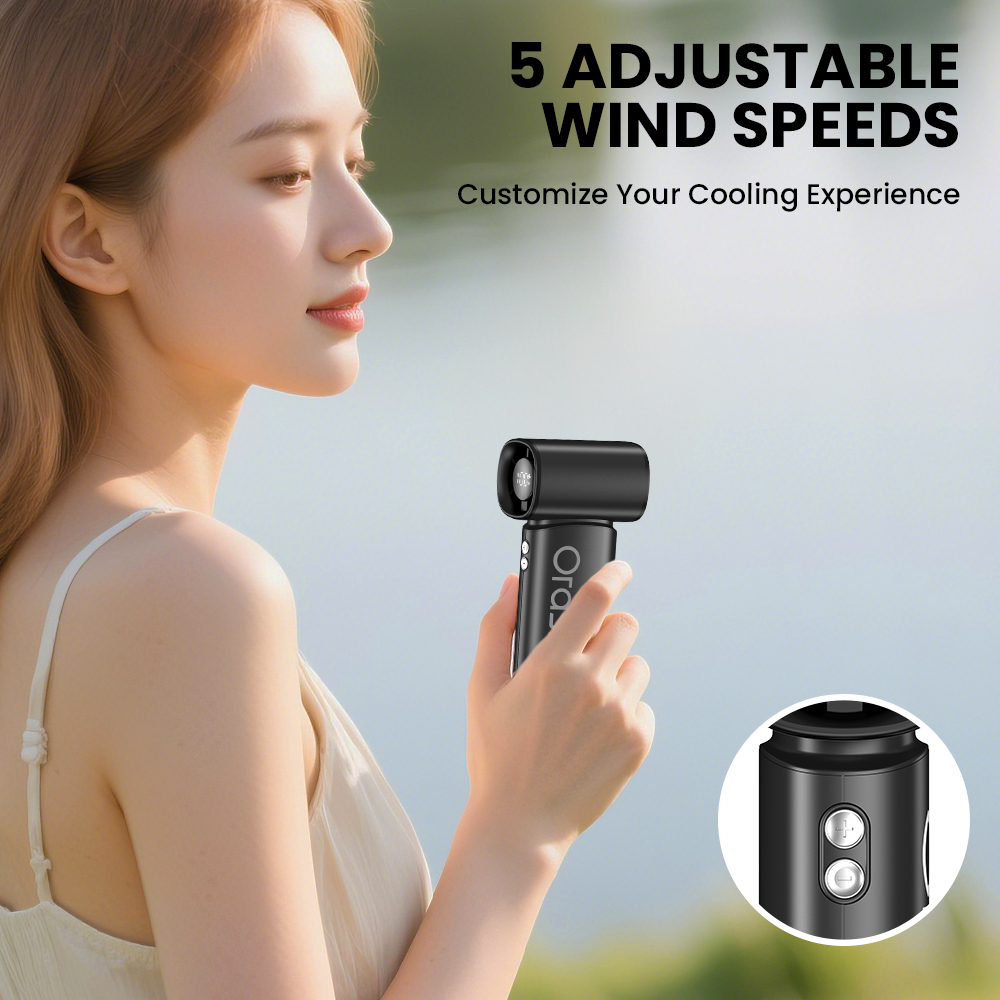 Orashare HF17 Handheld Mini Fan 4000mAh Rechargeable 5 Gear Strong Wind ...