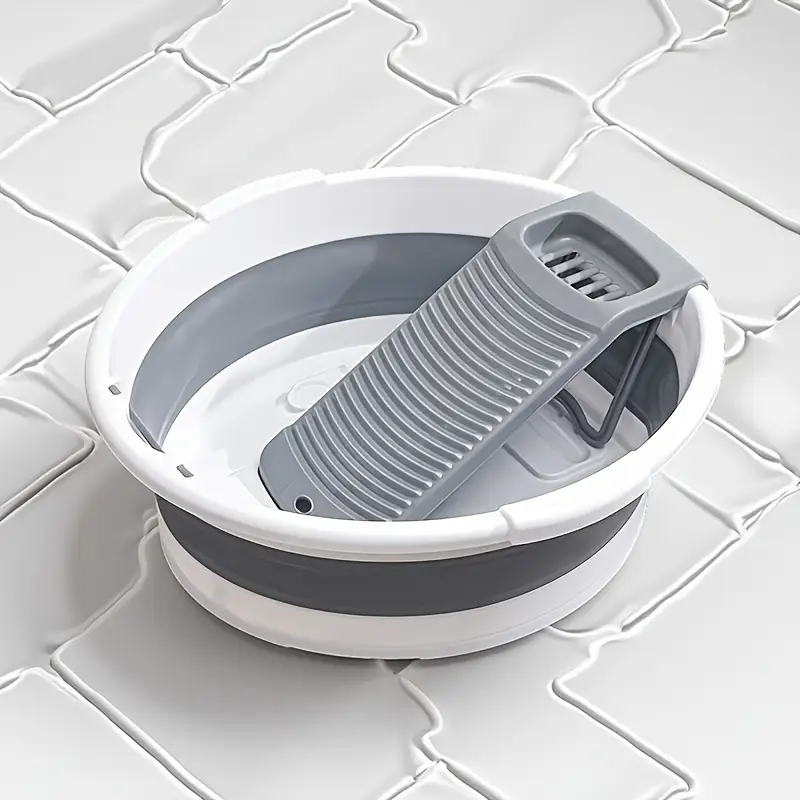 Foldable Wash BAsin with Traditional Plastic Washboard Space Saver ...