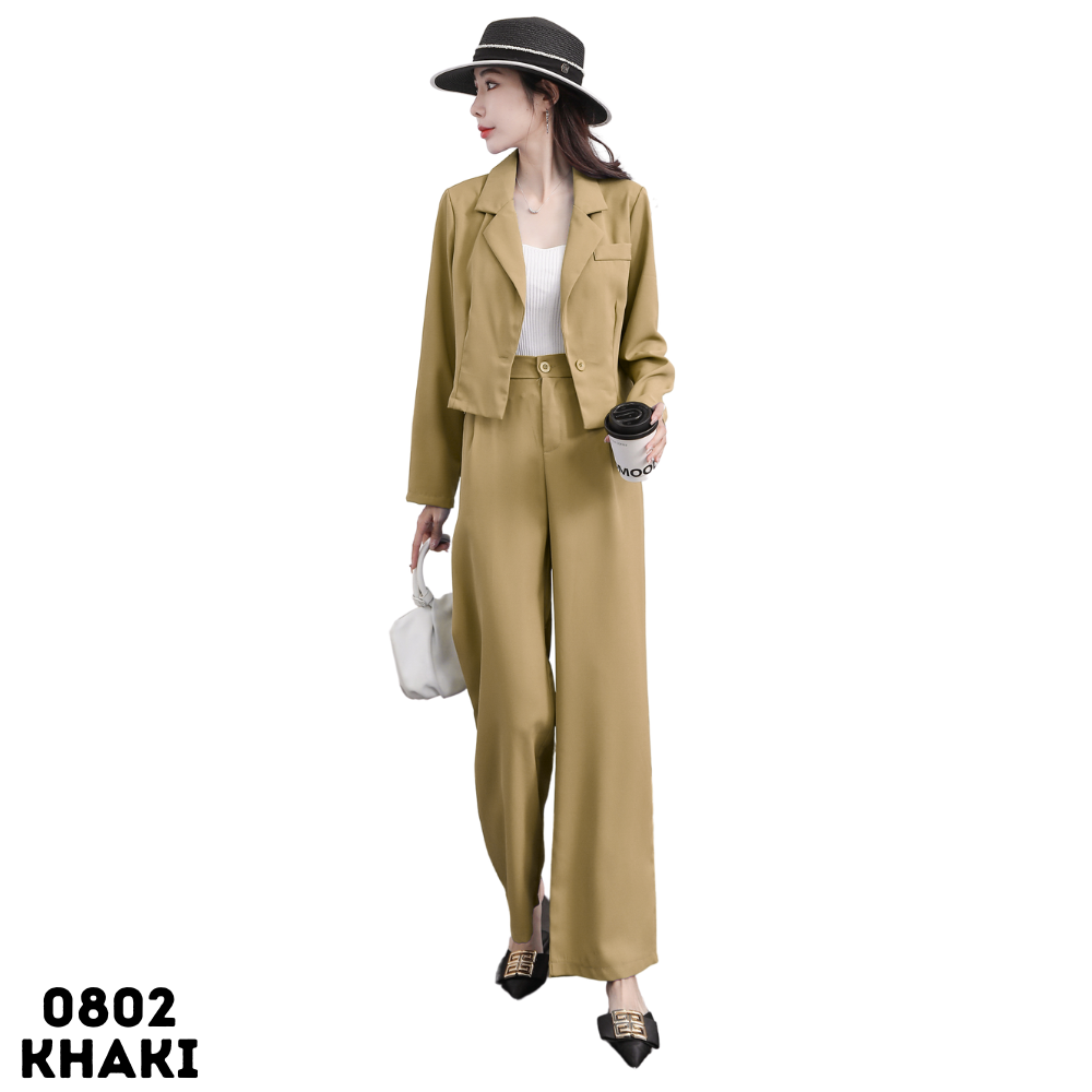 Terno Set Croptop Blazer and Wide-Leg S to L Trouser For Formal and ...