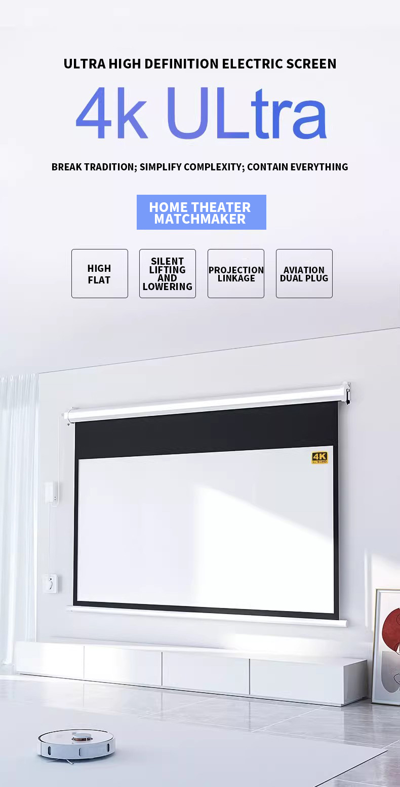 【In Stock】Projection Screen 100 inch 16:9 HD Movies Screen pull down ...