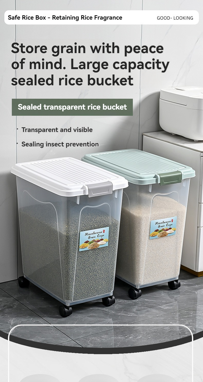 20kg30kg Moisture-Proof Plastic Rice Storage Container Rice Dispenser ...