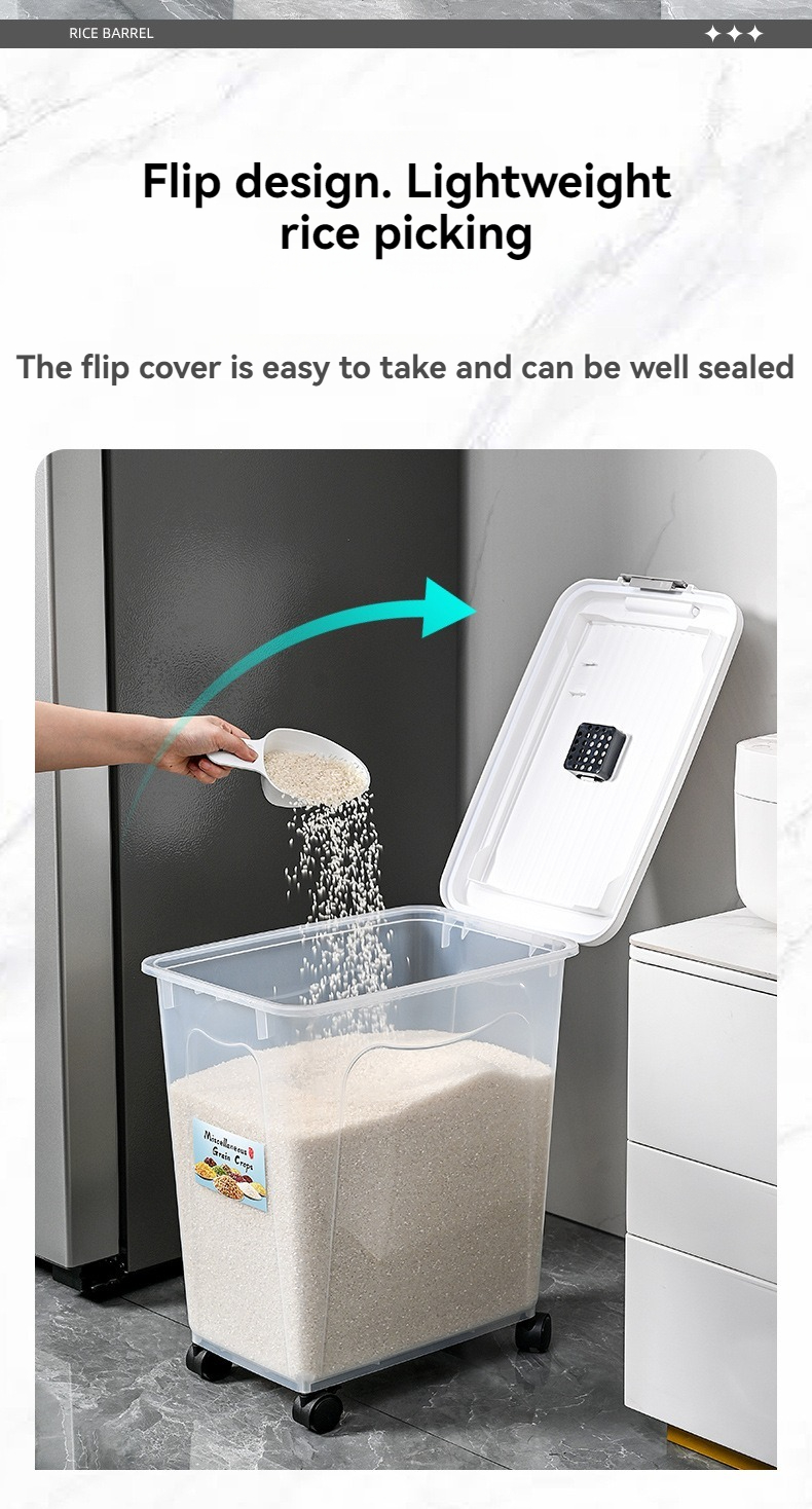 20kg30kg Moisture-Proof Plastic Rice Storage Container Rice Dispenser ...