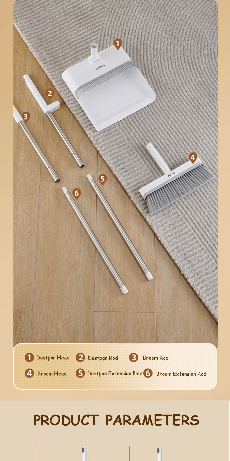 Ecoco Foldable & Rotatable Broom Dust Pan With Comb Dustpan Set ...