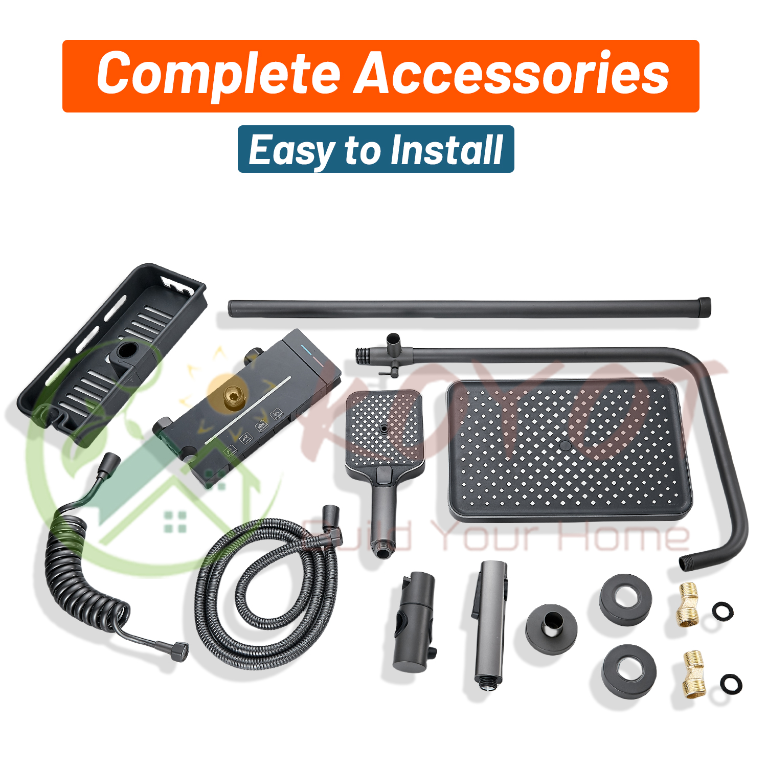 KOYOT Ambient Light & Digital Display Hot and Cold 4 in 1 Shower Set with Faucet Bidet Rain ...