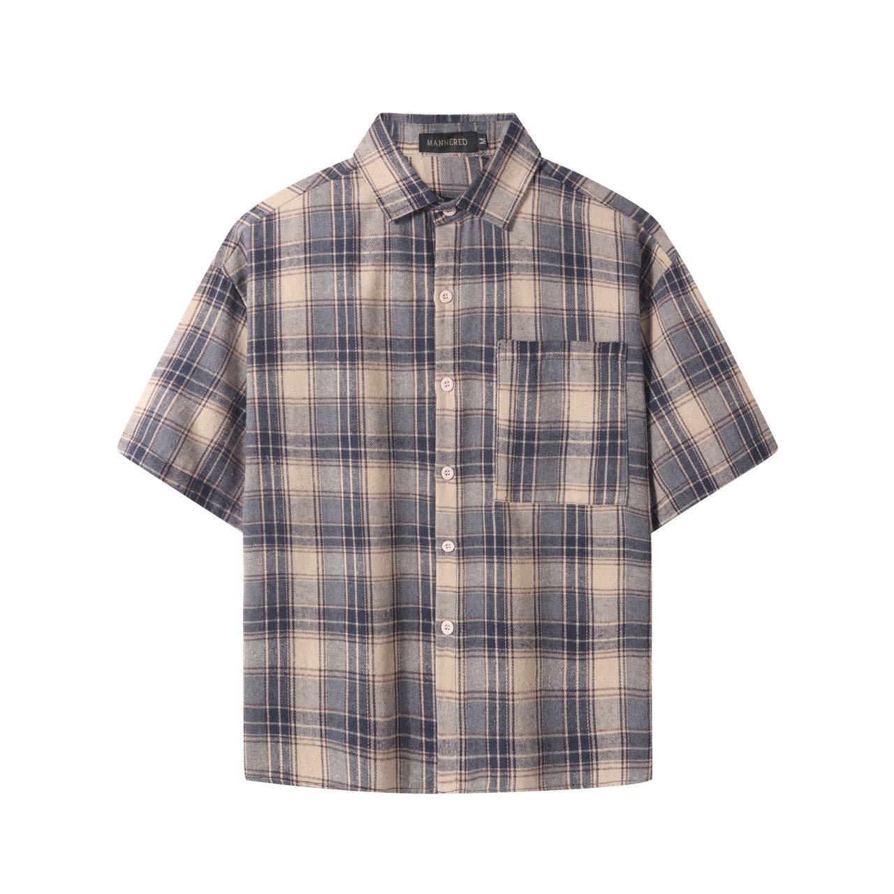 Mannered by HUILISHI Boxy Cropped Polo for Men Plaid Pattern Thick ...