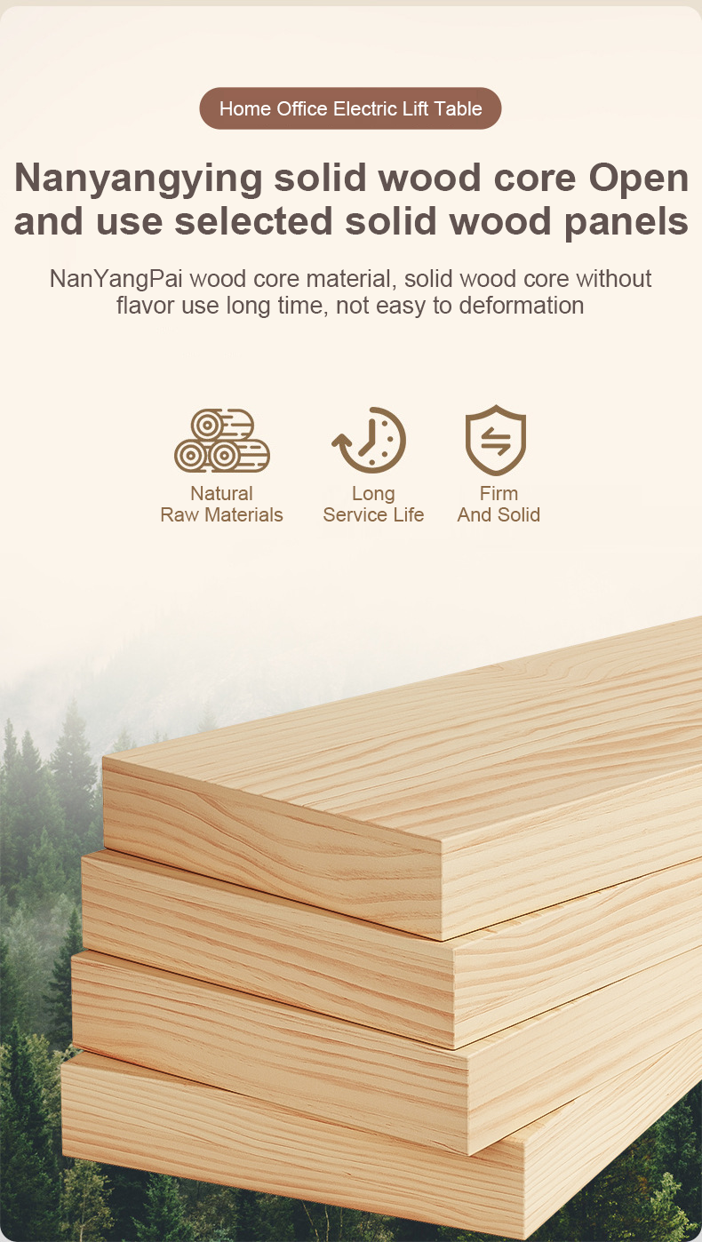 Solid wood electric lift table computer table home desk study table ...