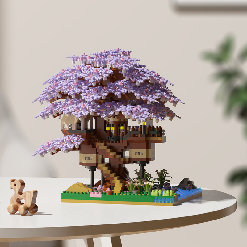 Sakura Tree House Bricks Set Small Particle Building Blocks Flowers ...